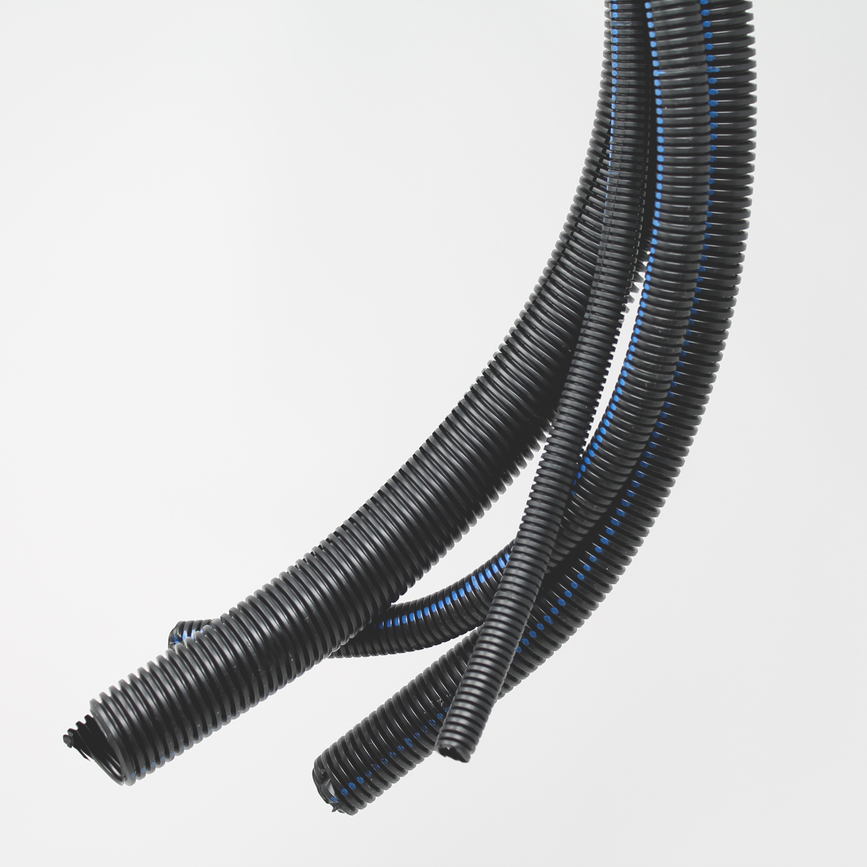 Slit Convoluted Tubing, 0.28" ID, VP, FR-PP, Black/blue | IEWC.com